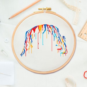 Modern Yoga Girl Cross Stitch Polygon Gymnast Woman - Etsy