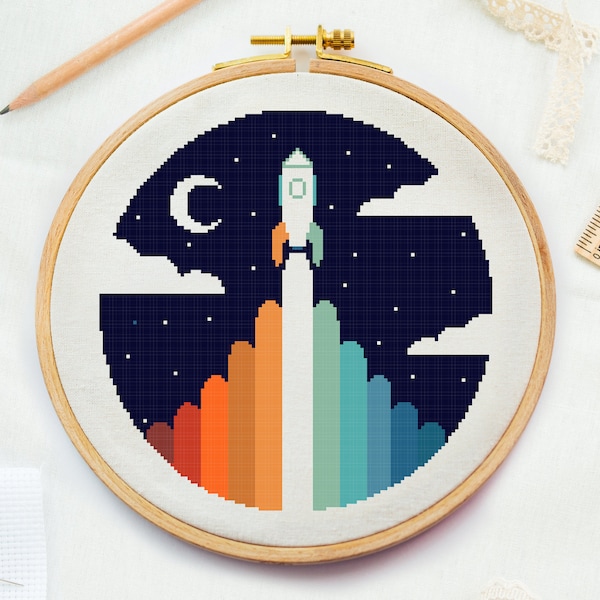 Rocket Cross Stitch Pattern - Etsy