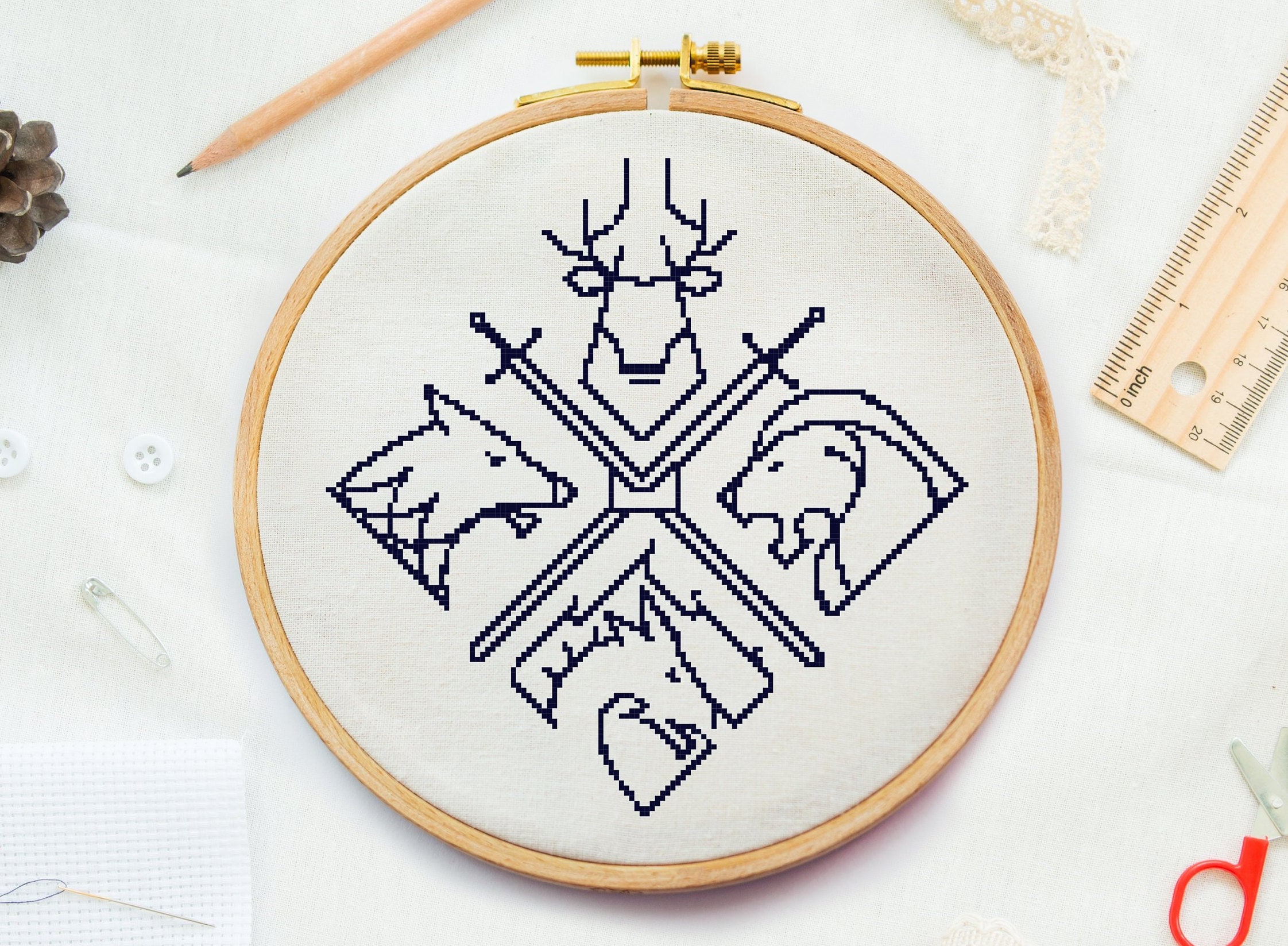 Modern Cross Stitch Pattern for Beginner Simple One Color | Etsy