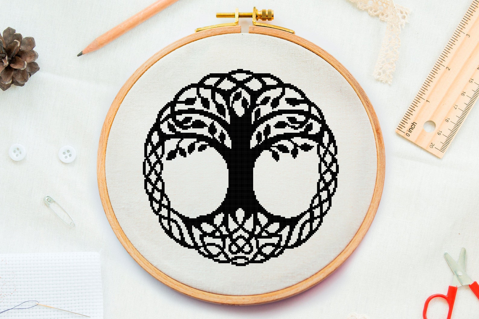 Tree of life cross stitch pattern Simple hippie and boho | Etsy