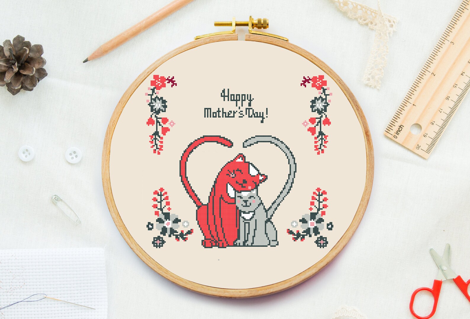 Mother Cross Stitch, Mom Cross Stitch Pattern, Heart Xstitch, Love ...