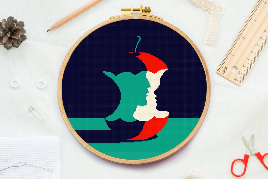 Modern Cross Stitch Pattern, Woman and Man Kiss Cross Stitch Pattern ...