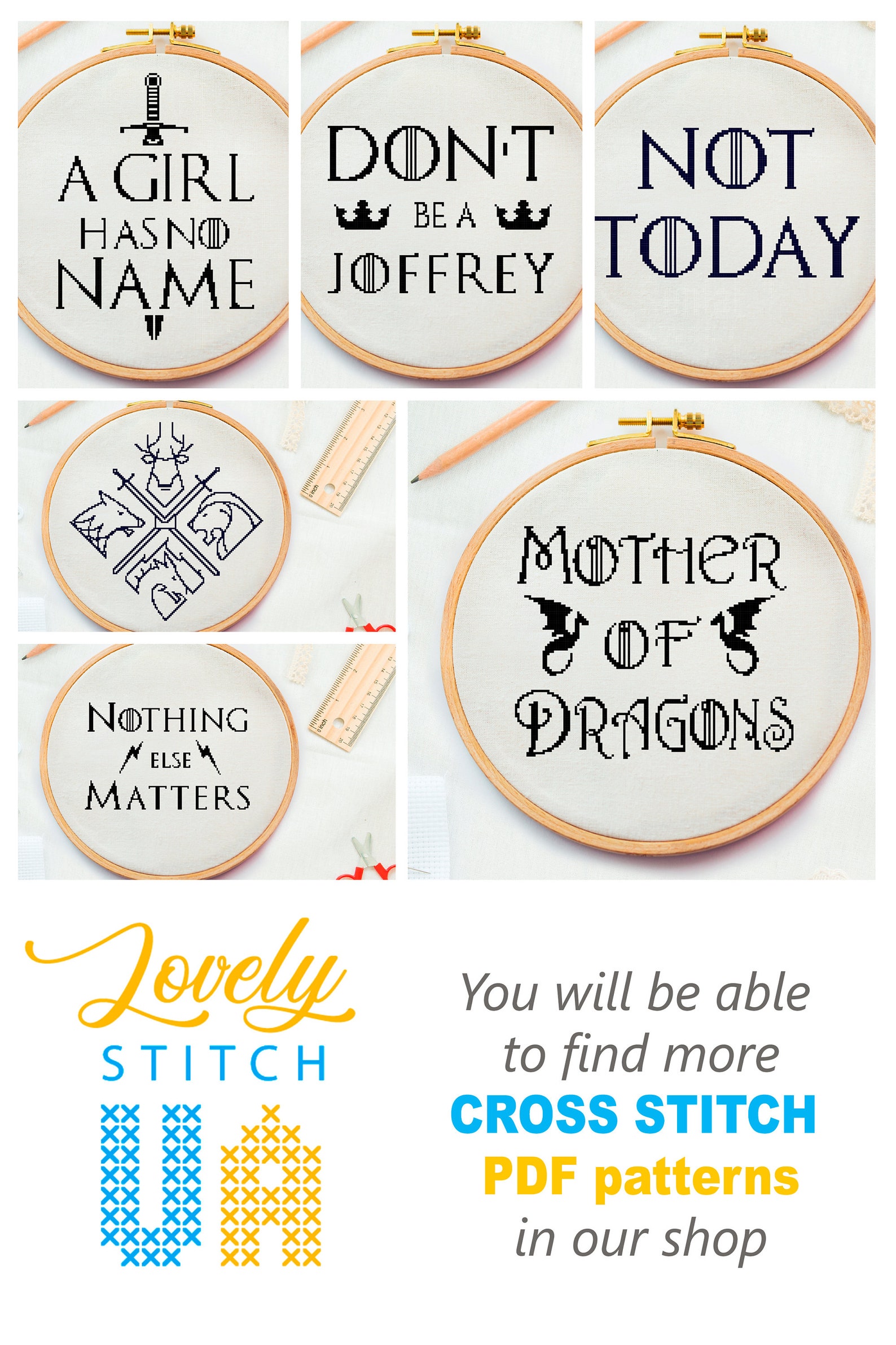 Cross Stitch Pattern for Beginner, Simple One Color Cross Stitch ...