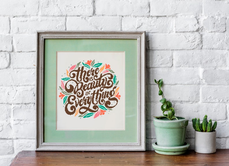 Beauty Inpiration Cross Stitch Pattern Typography Simple Embroidery ...