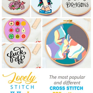 Cross Stitch Pattern for Beginner, Simple One Color Cross Stitch ...