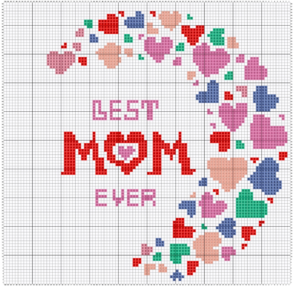 Mother Cross Stitch Pattern, Mom Cross Stitch Pattern ,love Mother ...