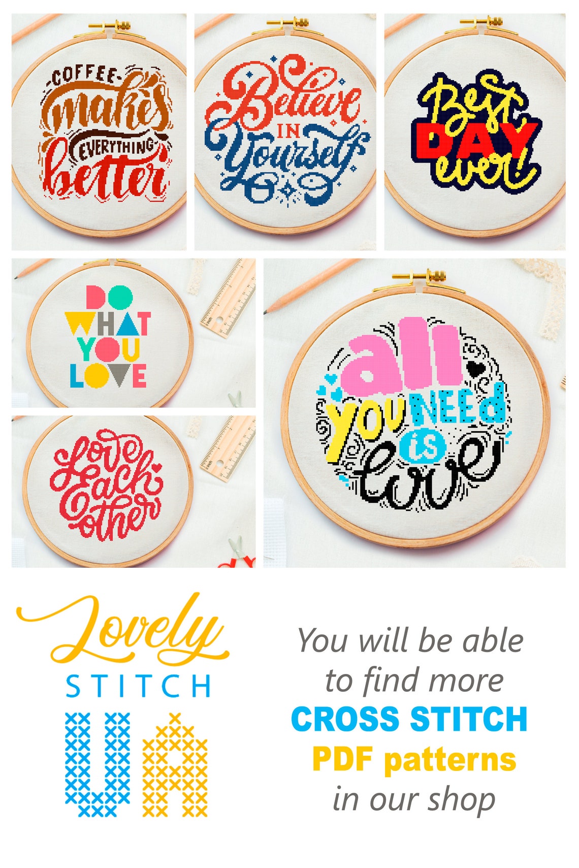 Modern Cross Stitch Pattern Quote Inspirational Simple | Etsy