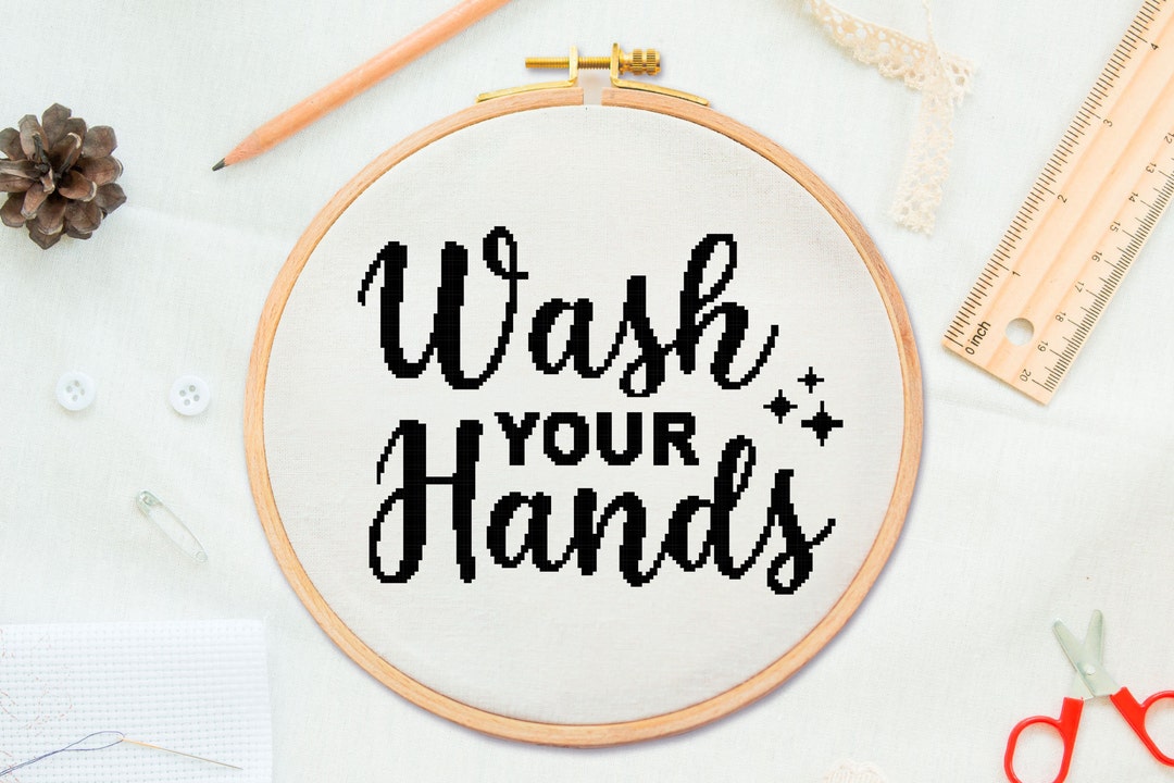 Wash Your Hand Cross Stitch Pattern Hygiene Simple Embroidery Xstitch ...