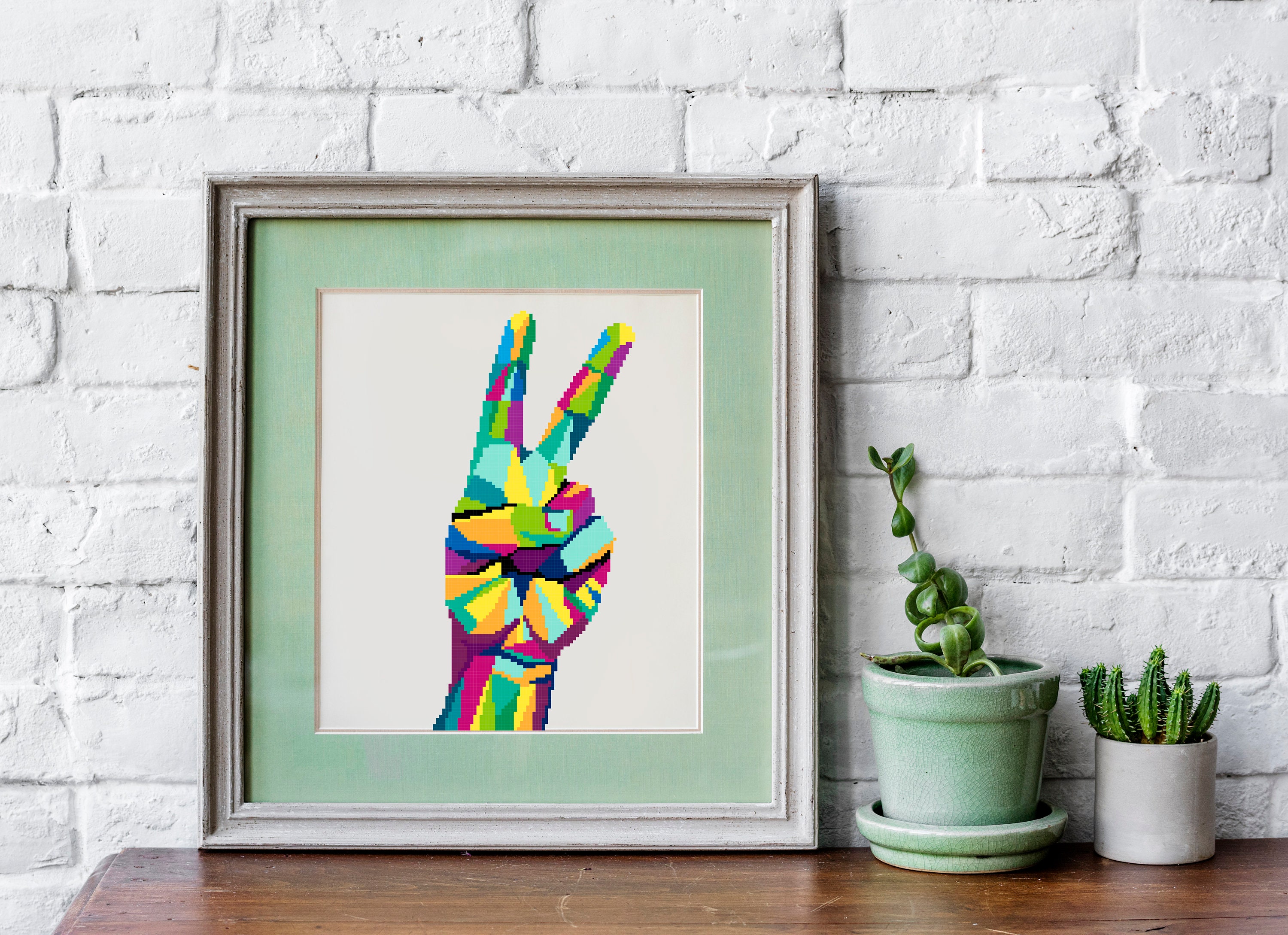 Peace Gesture Cross Stitch Pattern, Hand Embroidery Design, Counted ...