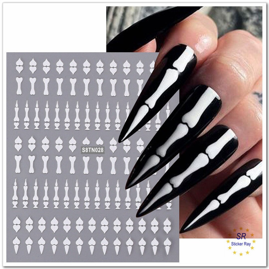 Bone Fire Flame Nail Stickers Bone Bramble Thorns Stock Self-adhesive ...