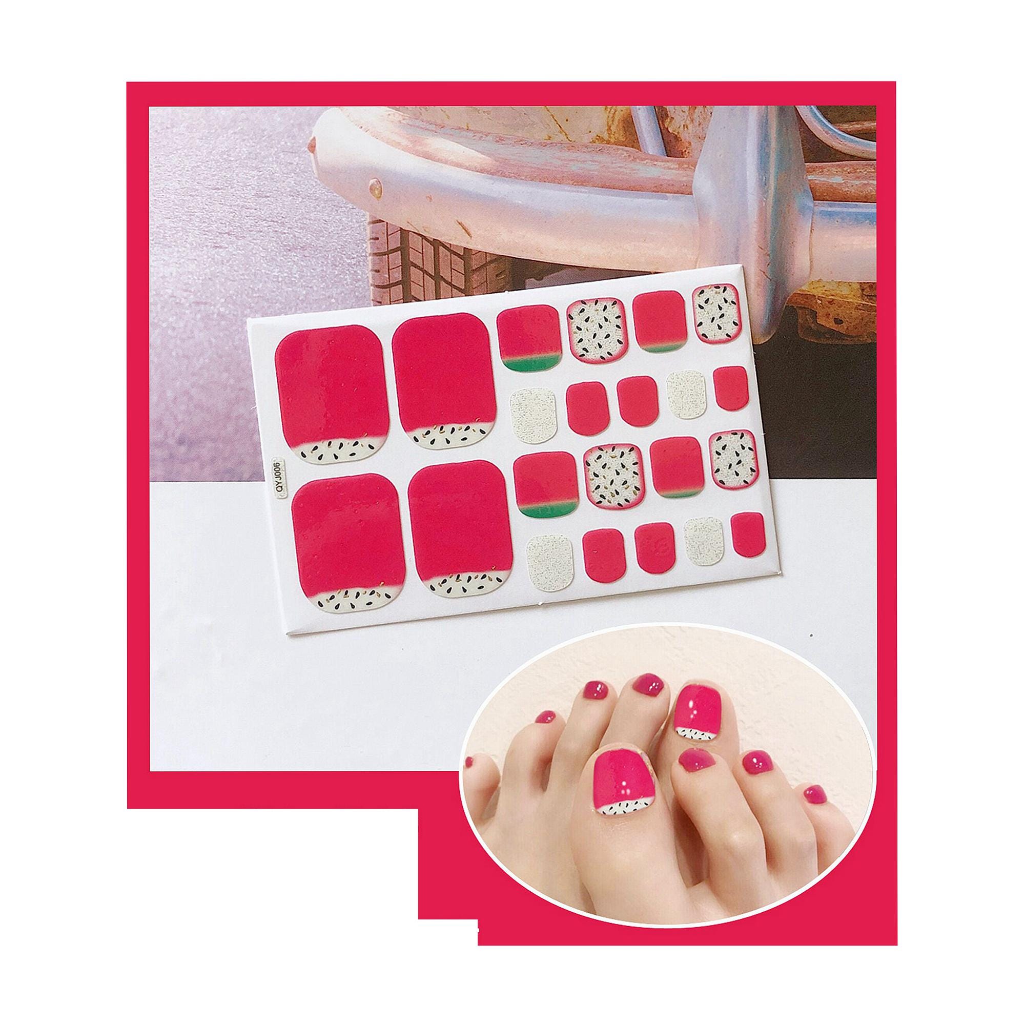 Pink Leopard Print Toe Nail Art Sticker Valentine Red Hearts Gold Small ...