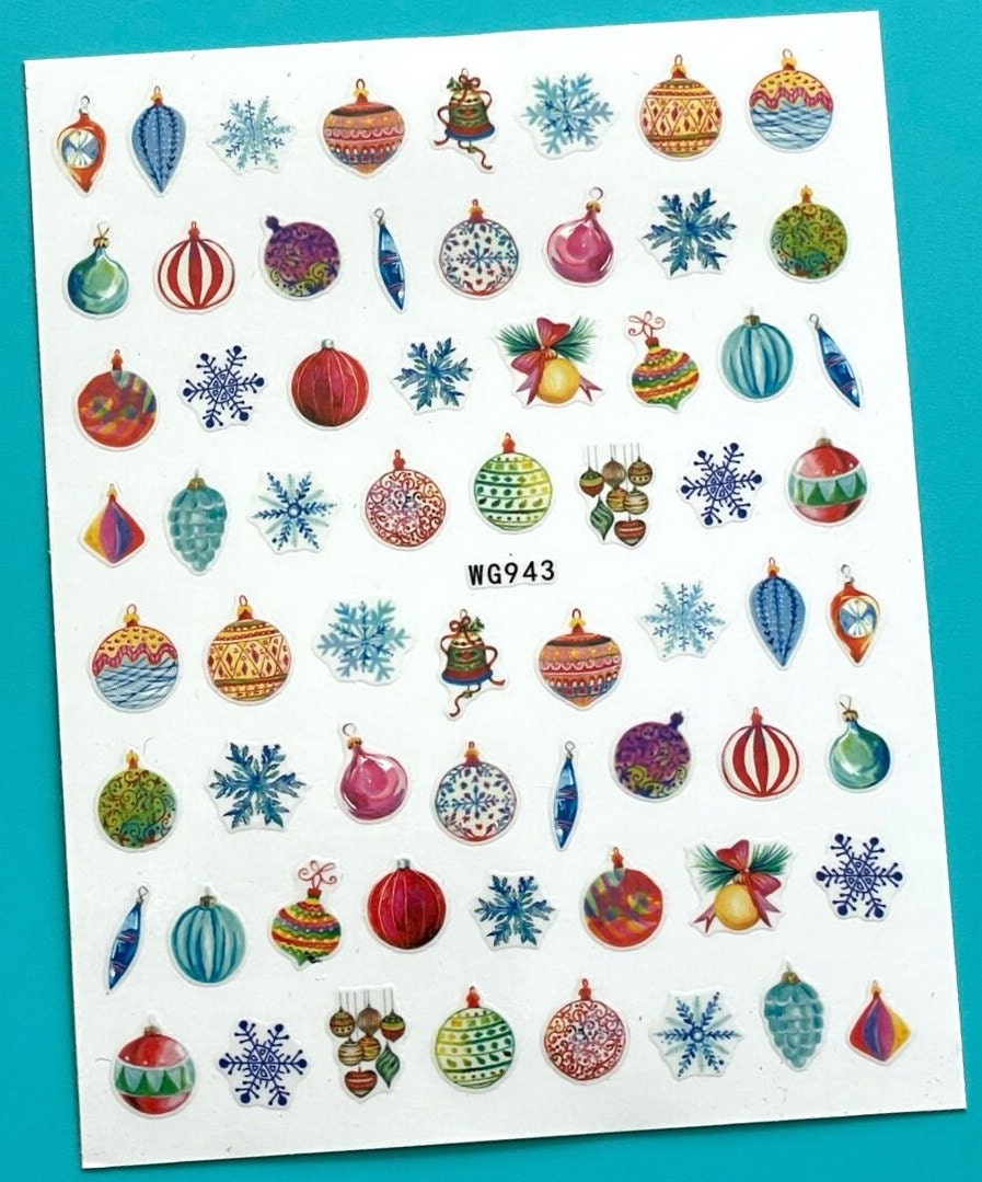 Holly Berry Leaves Nail Art Stickers Snow Santa Christmas Tree ...