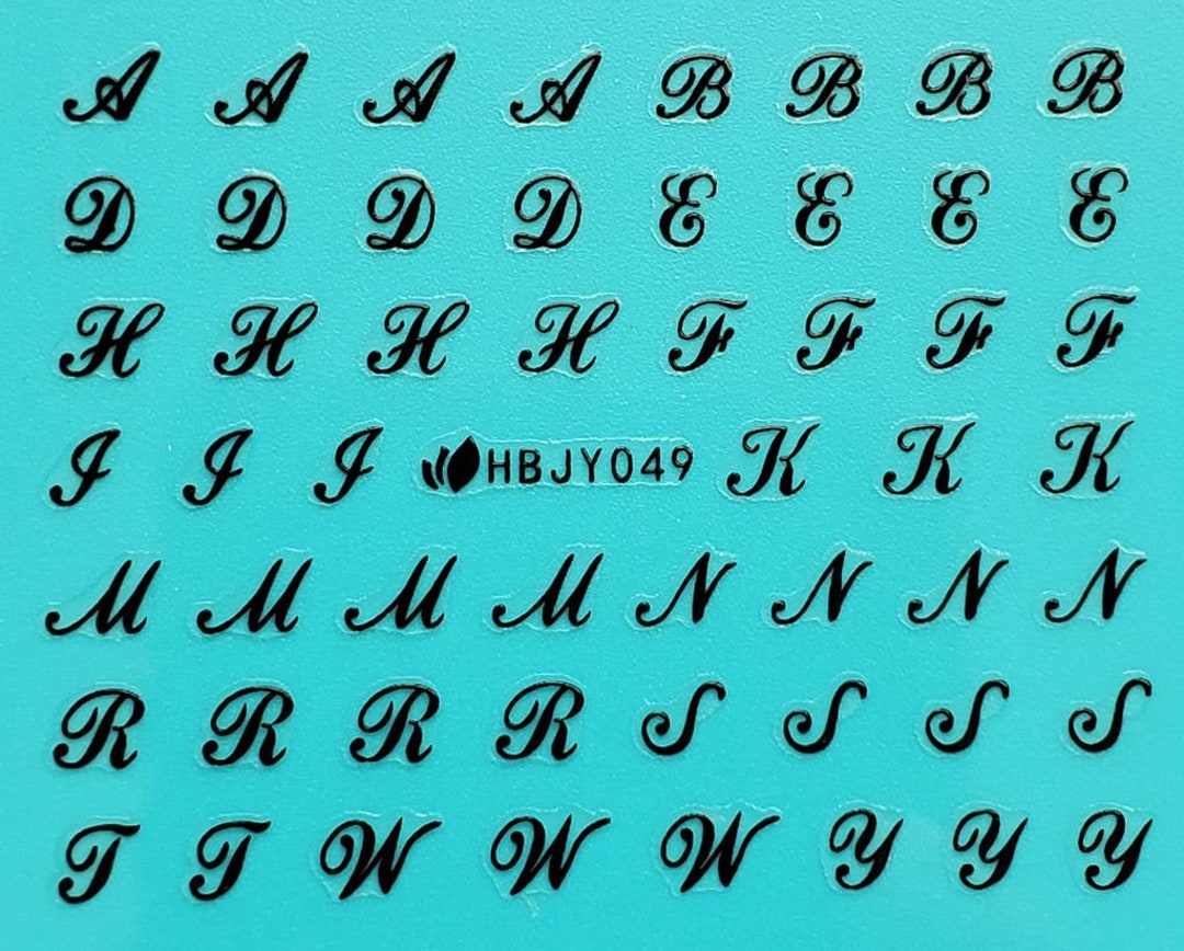 English Letter Nail Art Stickers Decals Art Latin Roman English Letters ...