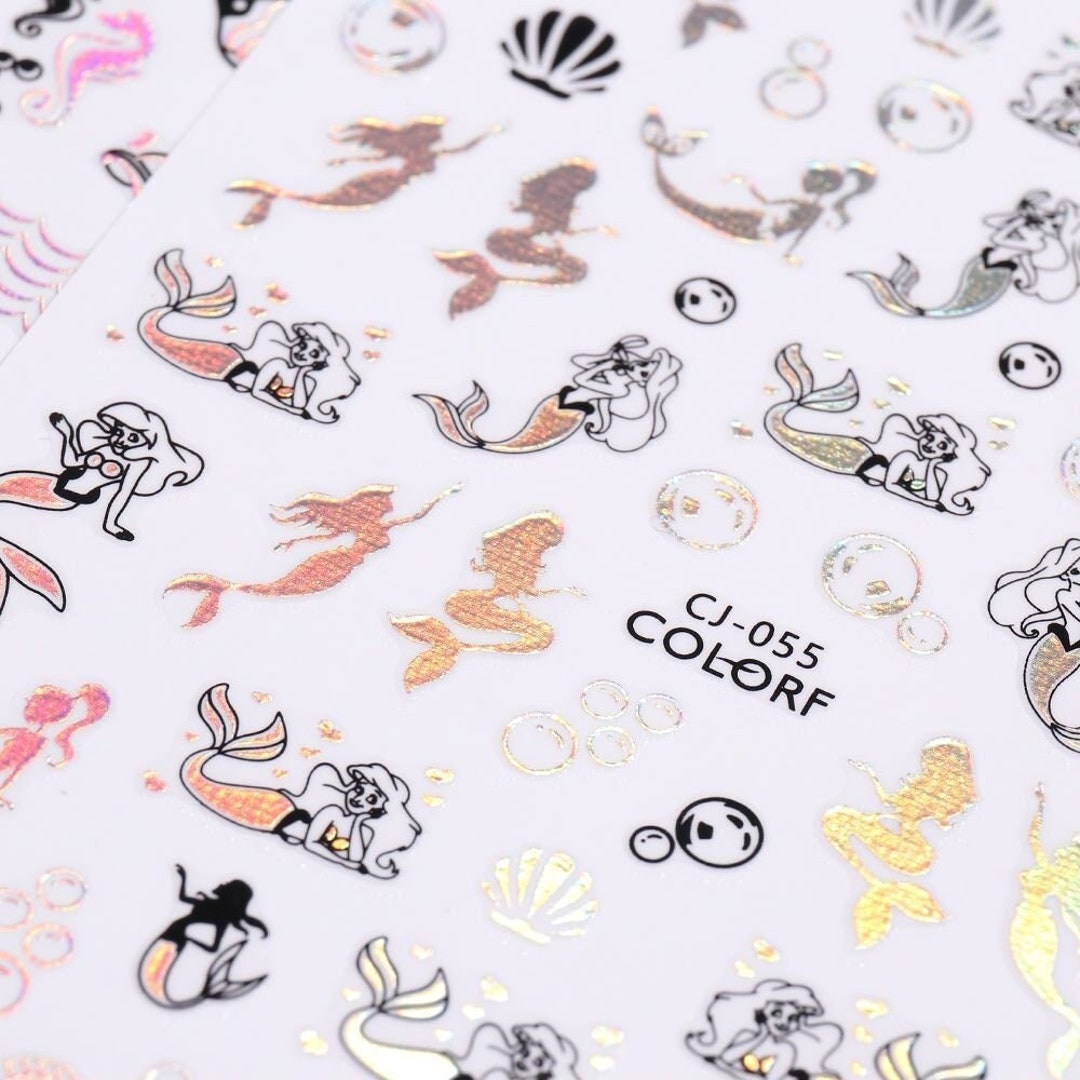 Mermaid Nail Stickers Decals Sea Star Turtle Shell Summer Beach Anchor ...