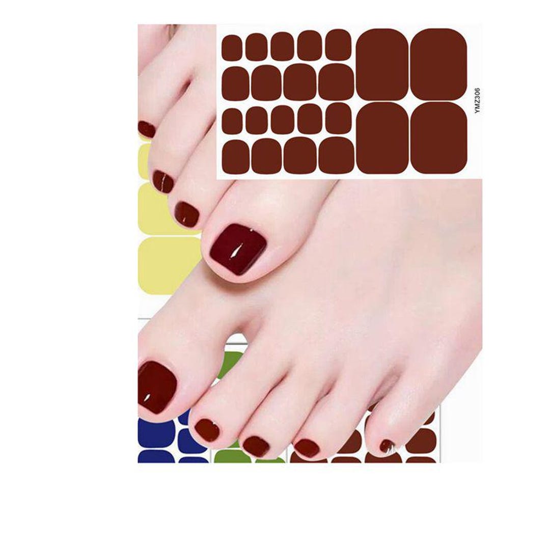 Toe Nail Sticker Solid Color Toenail Wrap Pumpkin Orange Dark Red Black ...