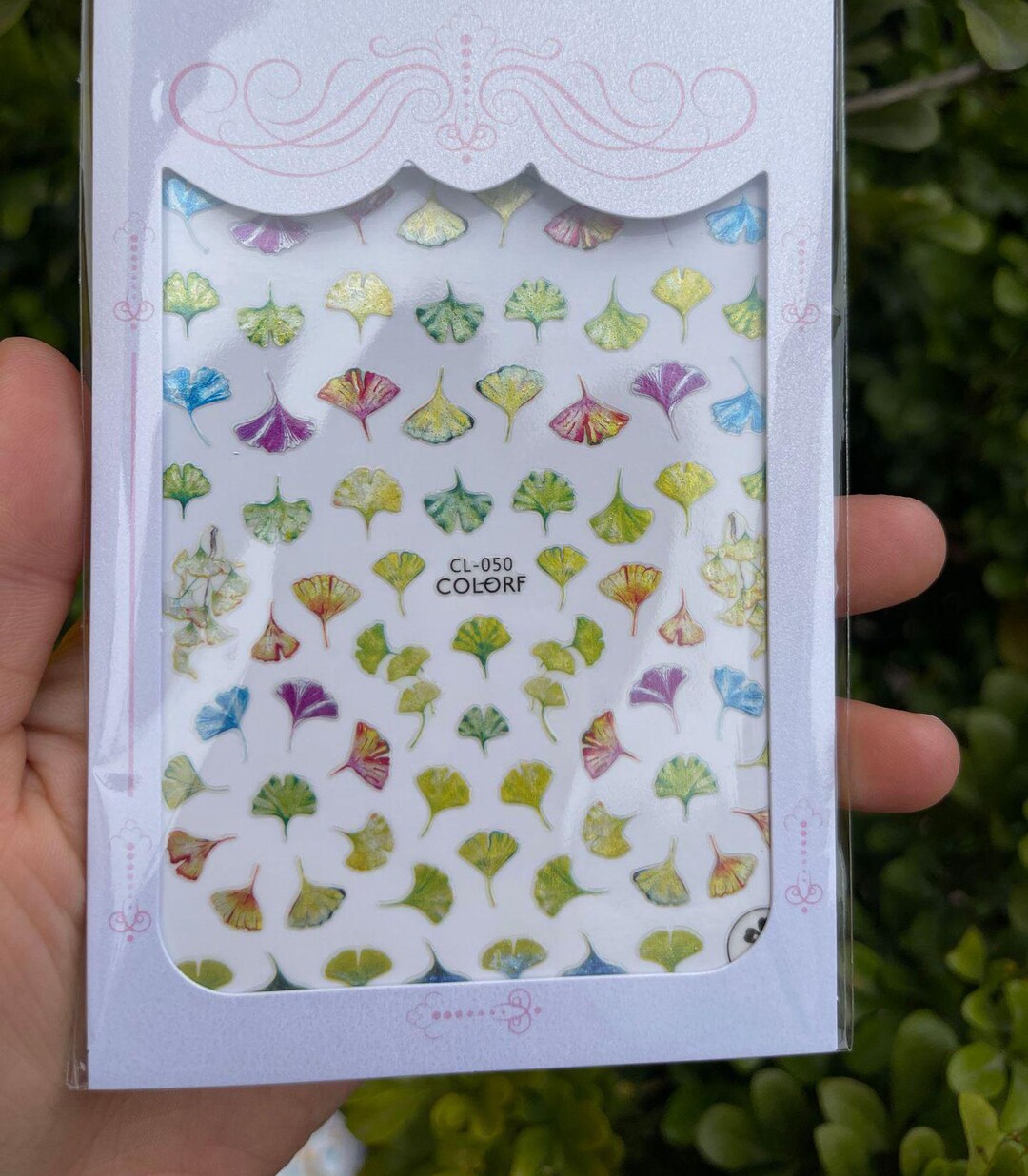 Laser Ginkgo Leaves Nail Art Stickers Colorful Fall Leaf Red Maple ...