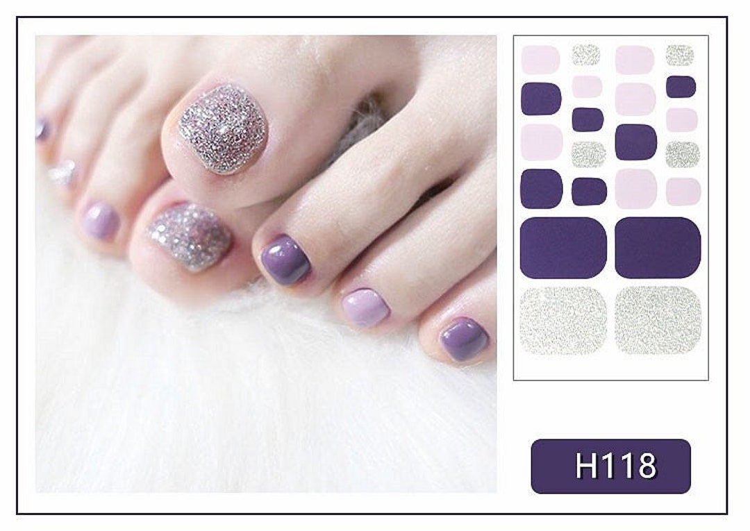 Silver Chrome Toenail Stickers Toe Nail Wrap Decals Plaid - Etsy