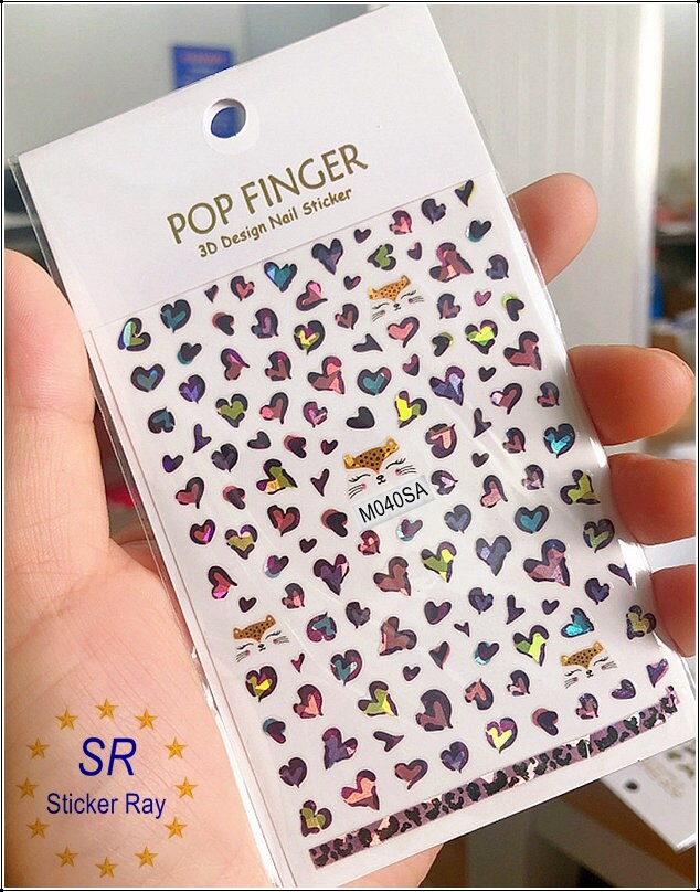 Hearts Nail Art Stickers Decals Neon Heart Nail Stickers - Etsy