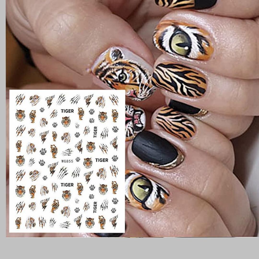 Tiger Print Nail Art Stickers Animal Print Tiger Scratch Claw Lion ...