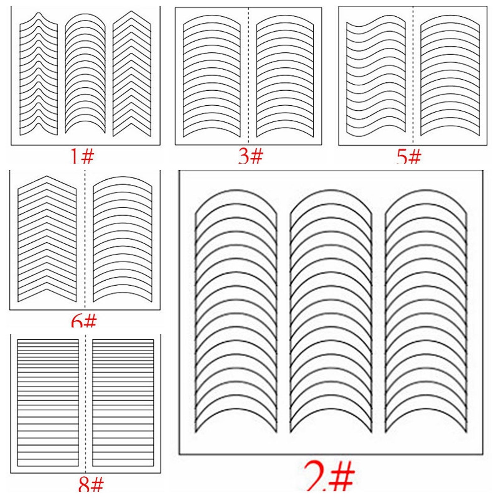 French Tip Guide New 5 Sheets French Manicure Nail Tips Guide Decals ...