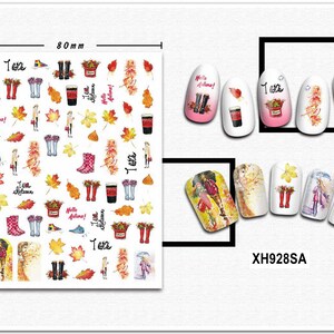 Fall Leaves Nail Stickers Pumpkin Thanksgiving Autumn Live Harvest ...