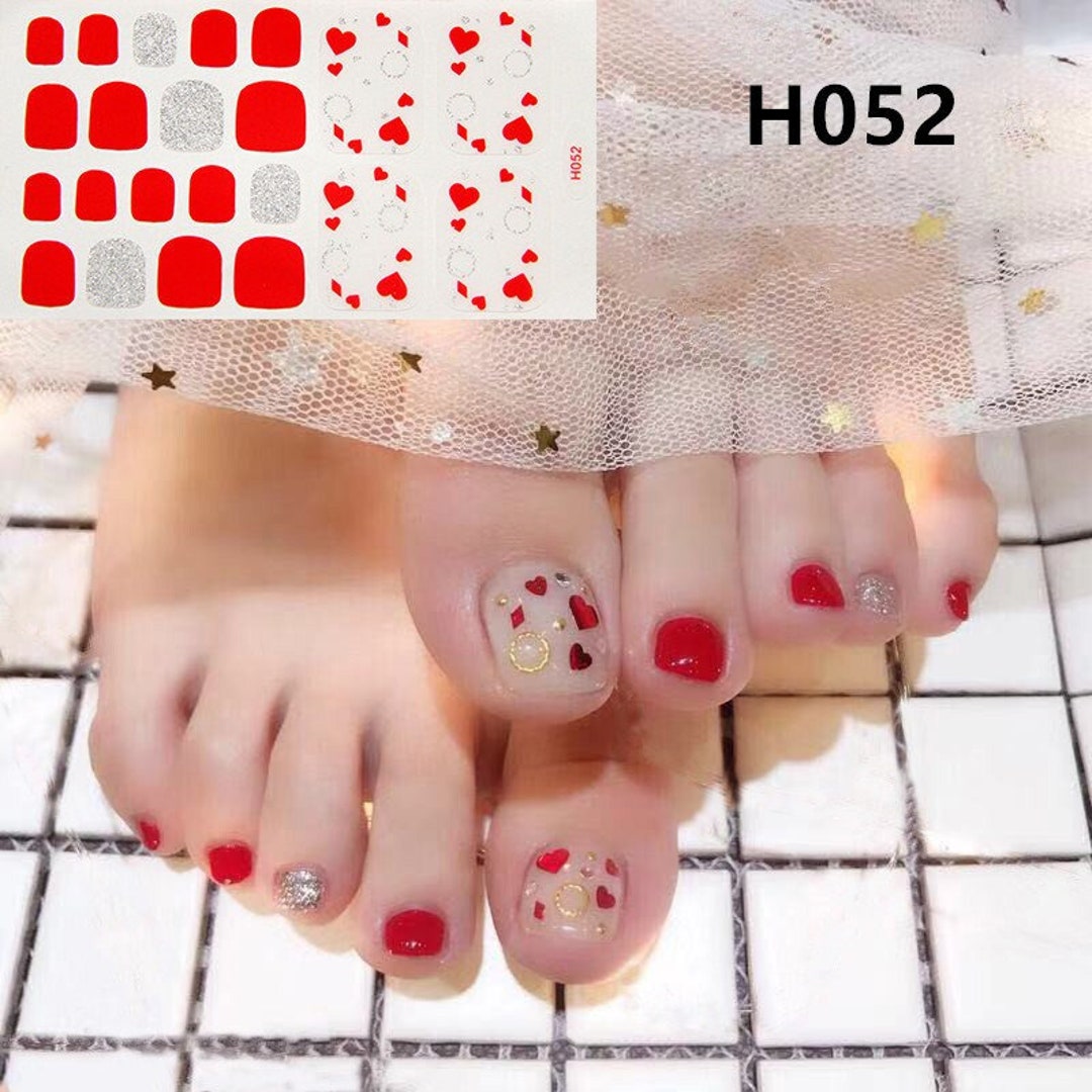 Toenail Valentine Red Heart Toe Nail Stickers Tinny Heart Glitter ...