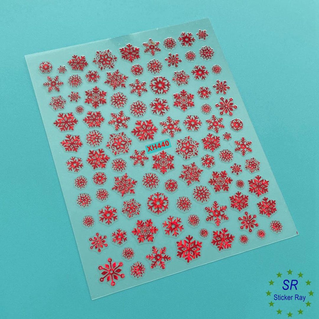Laser Snow Nail Art Stickers Christmas Winter Snowflake Laser Green Red ...