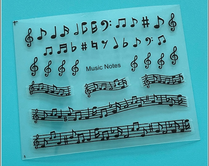 White & Silver Music Notes Nail Decals G-clef and F-clef Nail Design ...