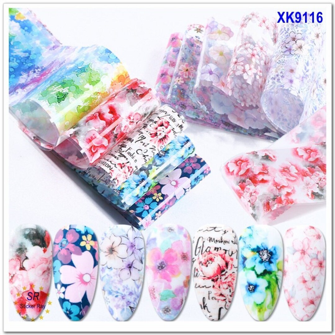 Small Flower Nail Foil Transfer Stickers Rose Diasy Flowers Nail Art ...