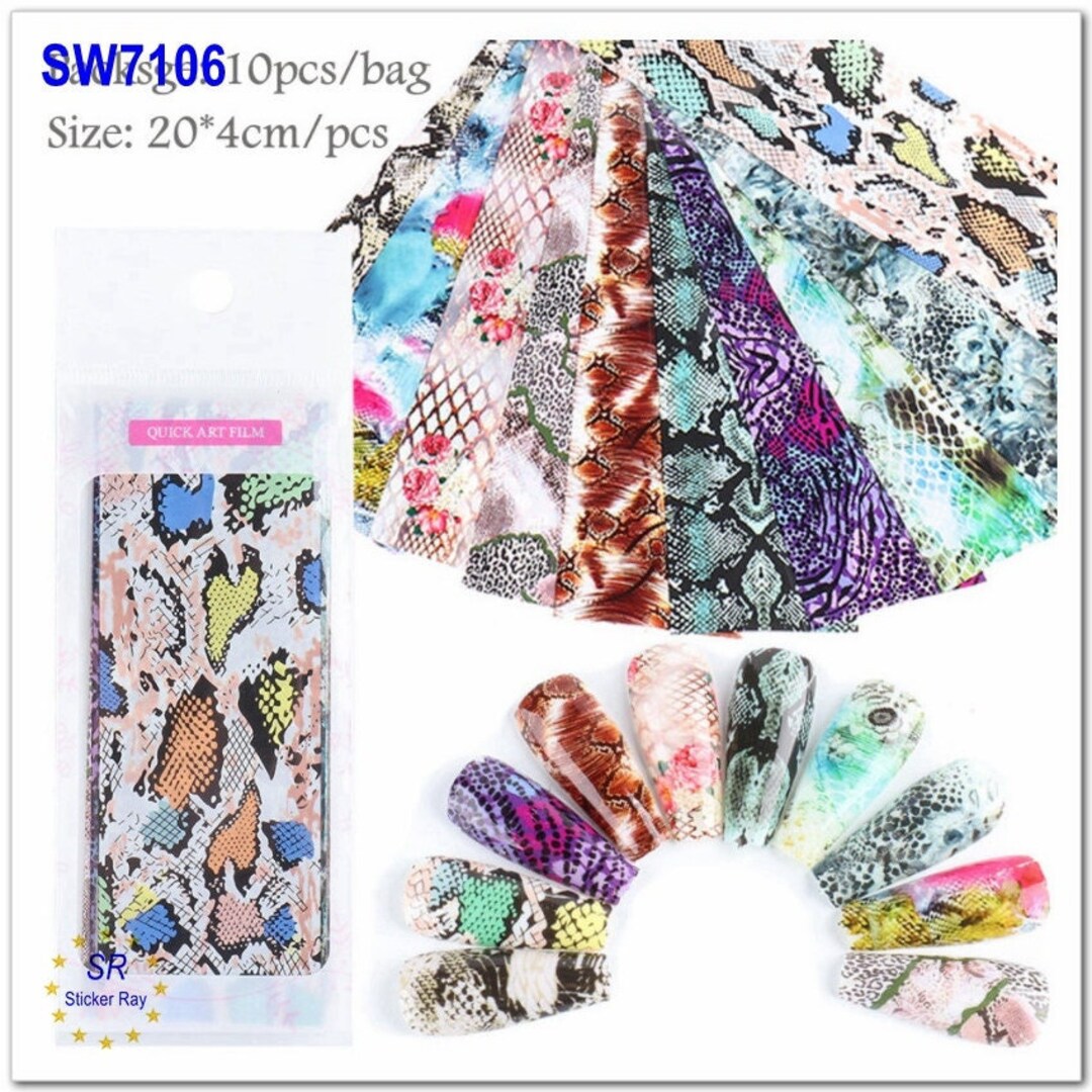 Snake Print Nail Foil Snakeskin Animal Skin Leopard Print Fish Nail ...