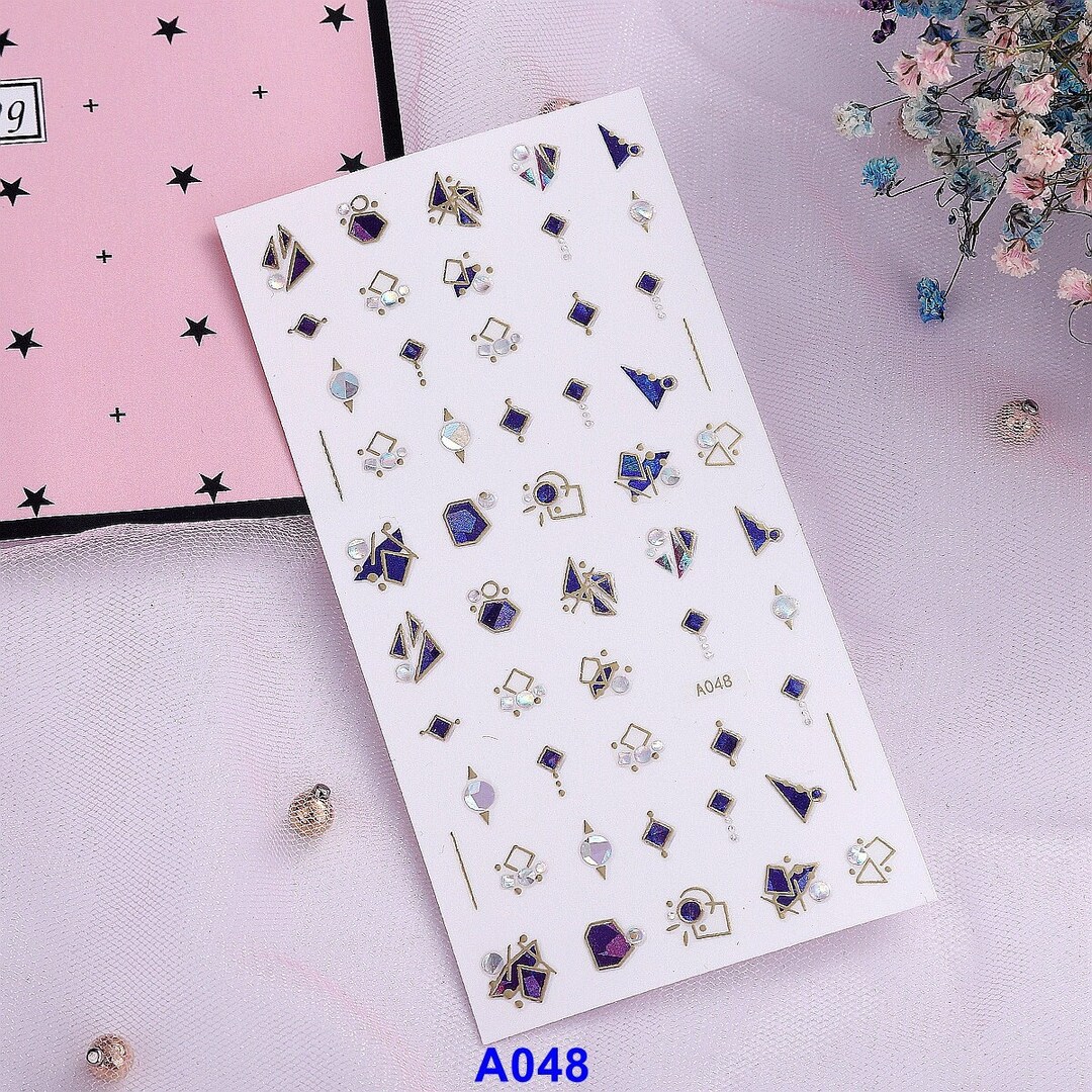 Abstract Geometric Figure Nail Stickers Diamond Galaxy Crystal Star ...
