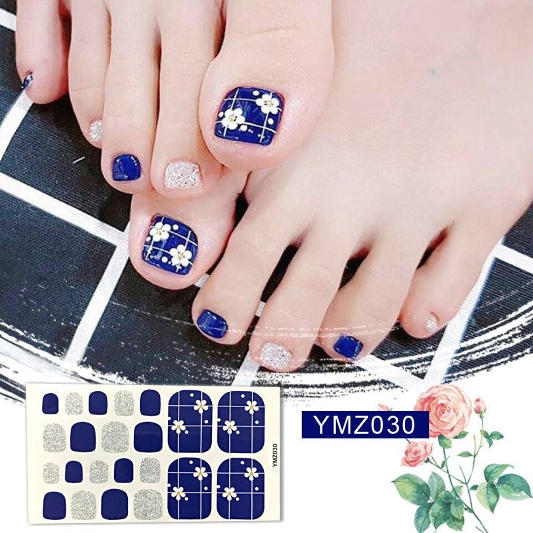 White Flower Toenail Sticker Daisy Flowers Toe Nail Blue Pink - Etsy