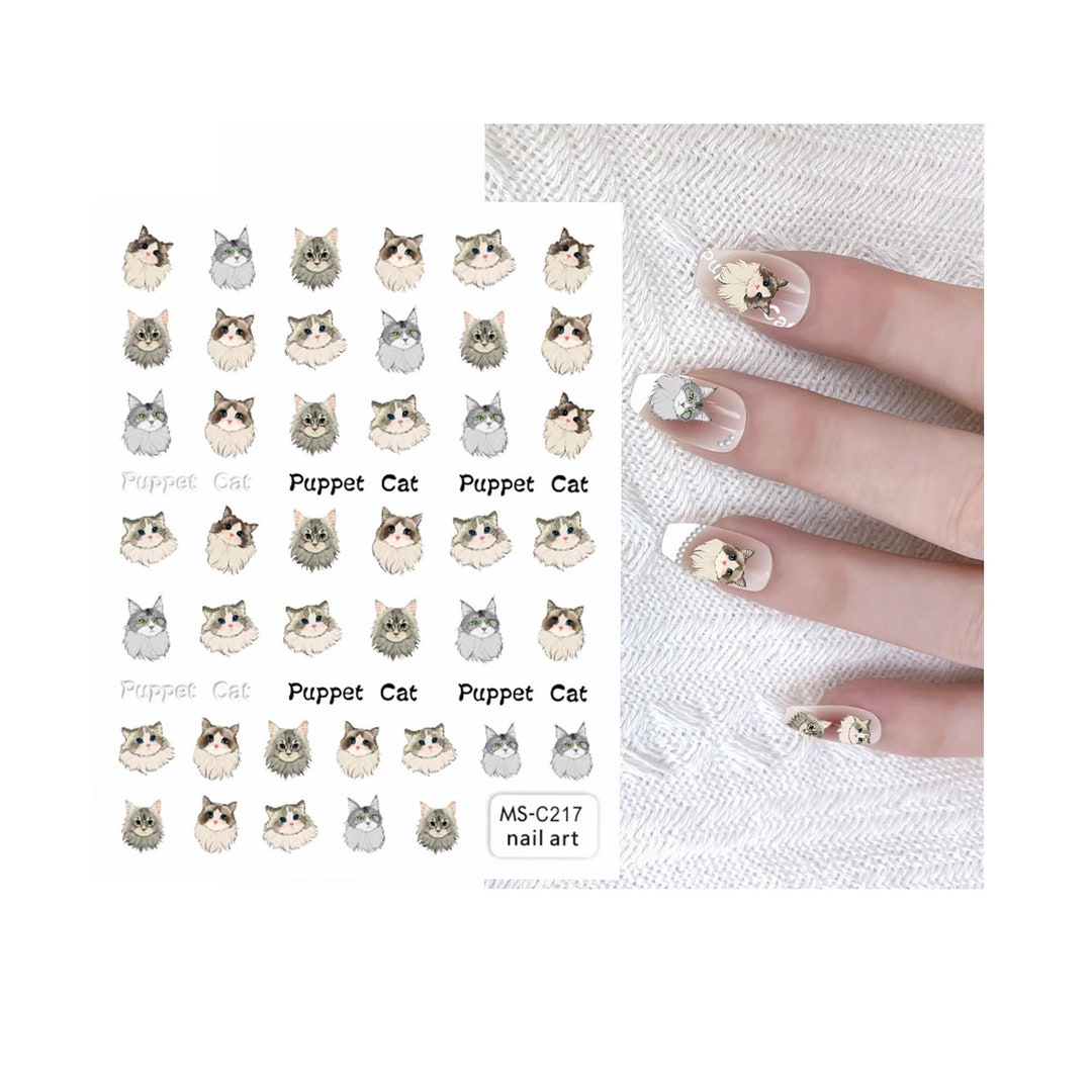 Cats Nail Art Stickers Puppet Cat Kitty Black Cat Lovely Cats Bow ...