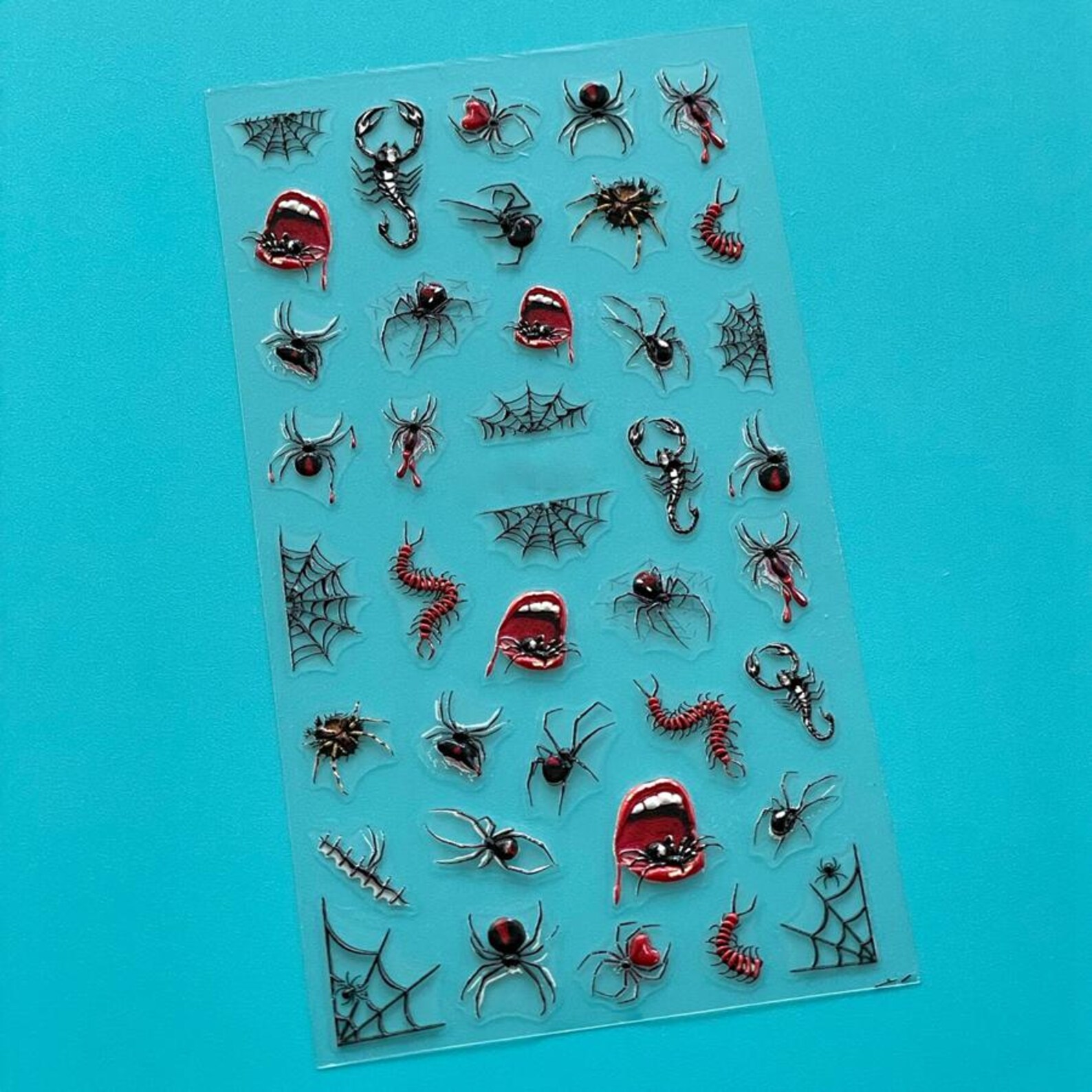 5D Embossed Halloween Nail Art Stickers Red Eye Dripping Blood Eyeballs ...