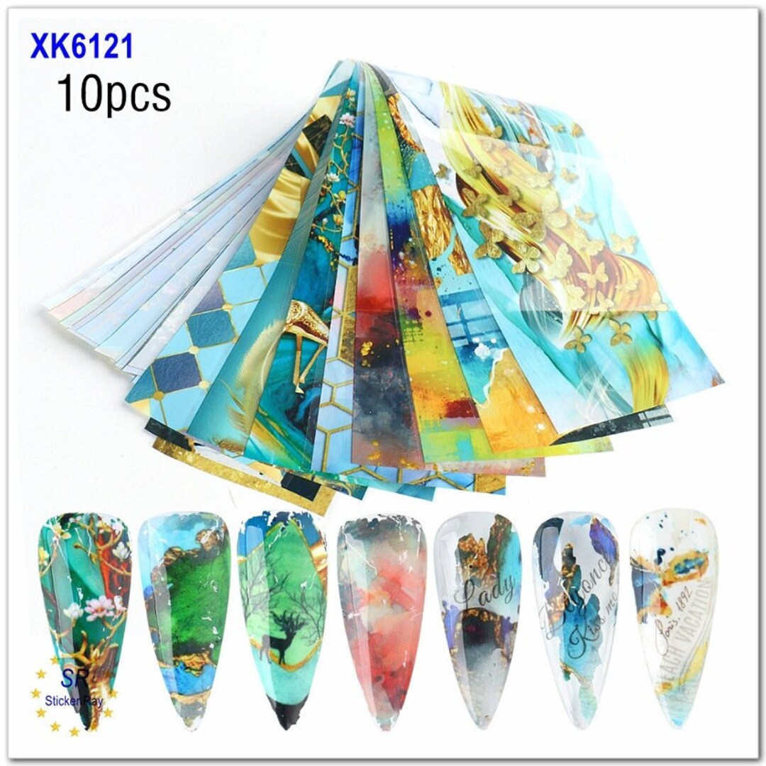 Nail Foil Transfer Metallic Gold Metal Marble Deer Feather Nail Art ...