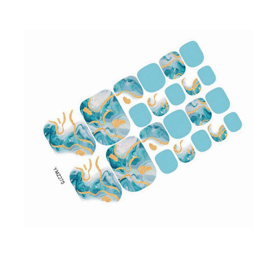 Toe Nail Sticker Marble Pink Purple Blue Brown Red Gold Foil Toenail ...
