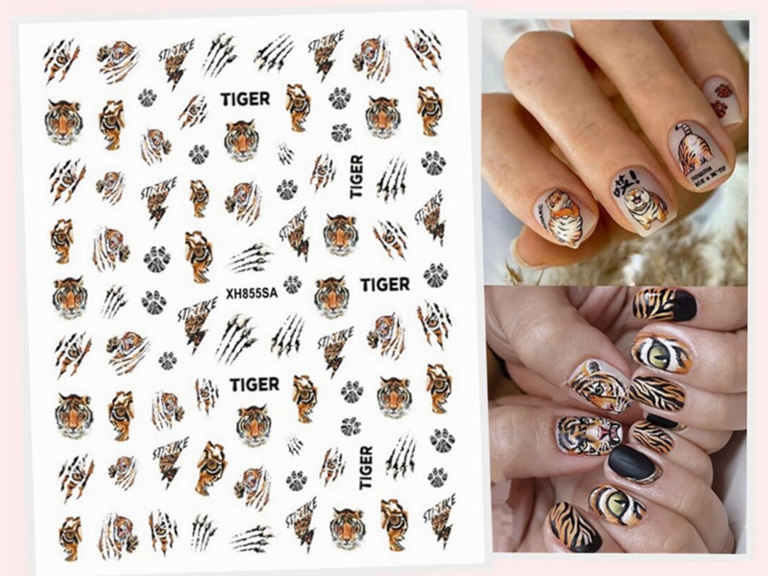 Tiger Print Nail Art Stickers Decals Animal Print Tiger Scratch Claw ...