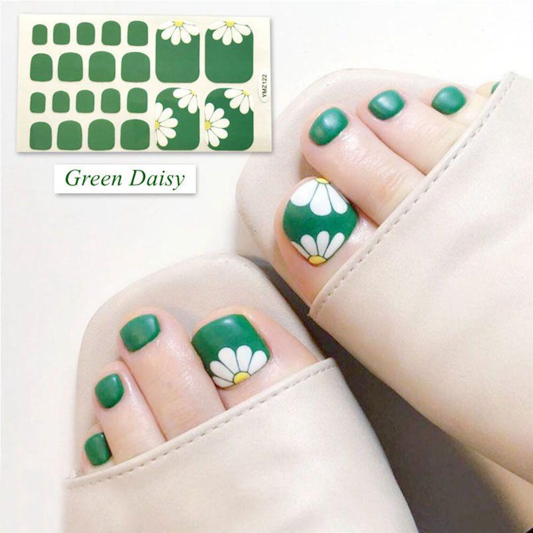 White Daisy Flower Toe Nail Art Sticker Floral Toenail Wraps Daisy ...