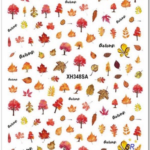 Fall Leaf Leaves Nail Art Stickers Decals Turkey Harvest Thanksgiving ...