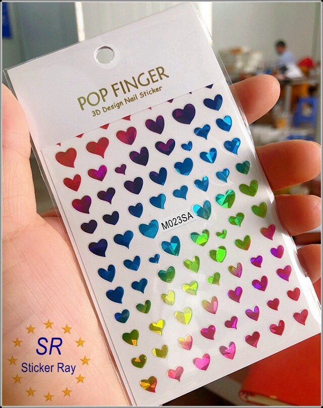 Hearts Nail Art Stickers Decals Neon Heart Nail Stickers - Etsy