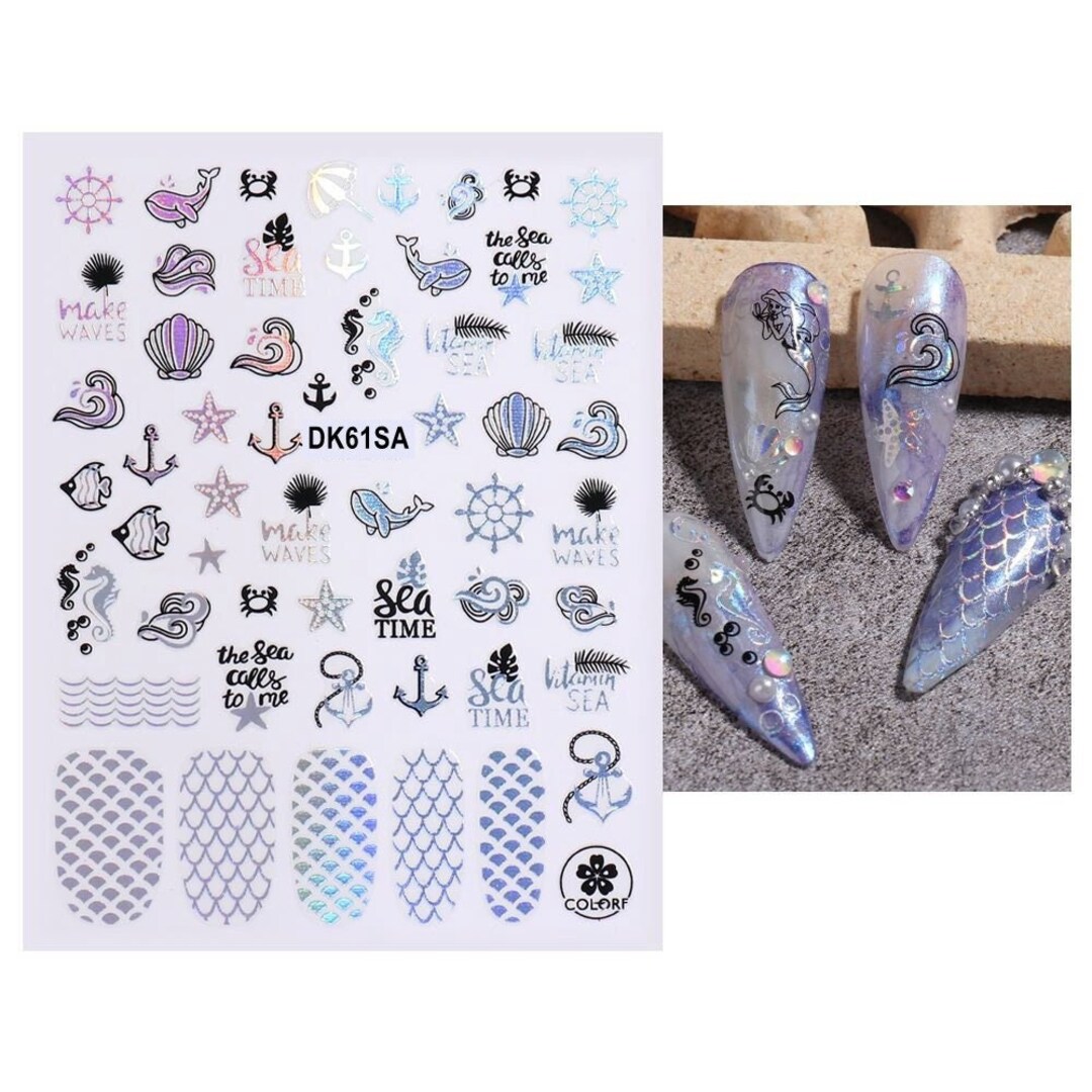 Silver Sea Star Fish Whale Shell Anchor Helm Summer Beach Mermaid Palm ...