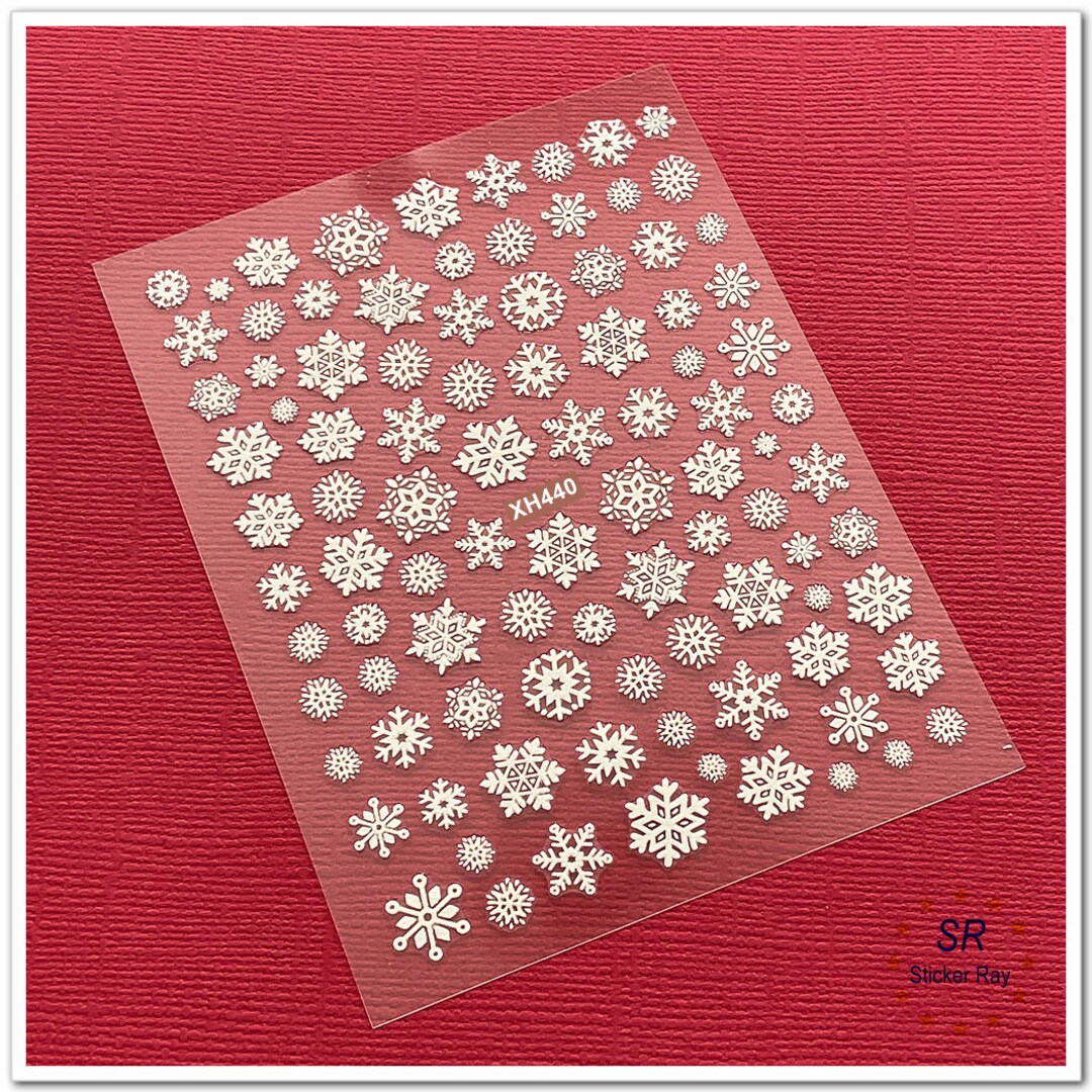 Laser Snow Nail Art Stickers Christmas Winter Snowflake Laser Green Red ...