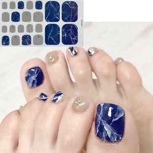Toenail Marble Toe Nail Wrap Deals Watercolor Ripple Swirl Marble Blue ...