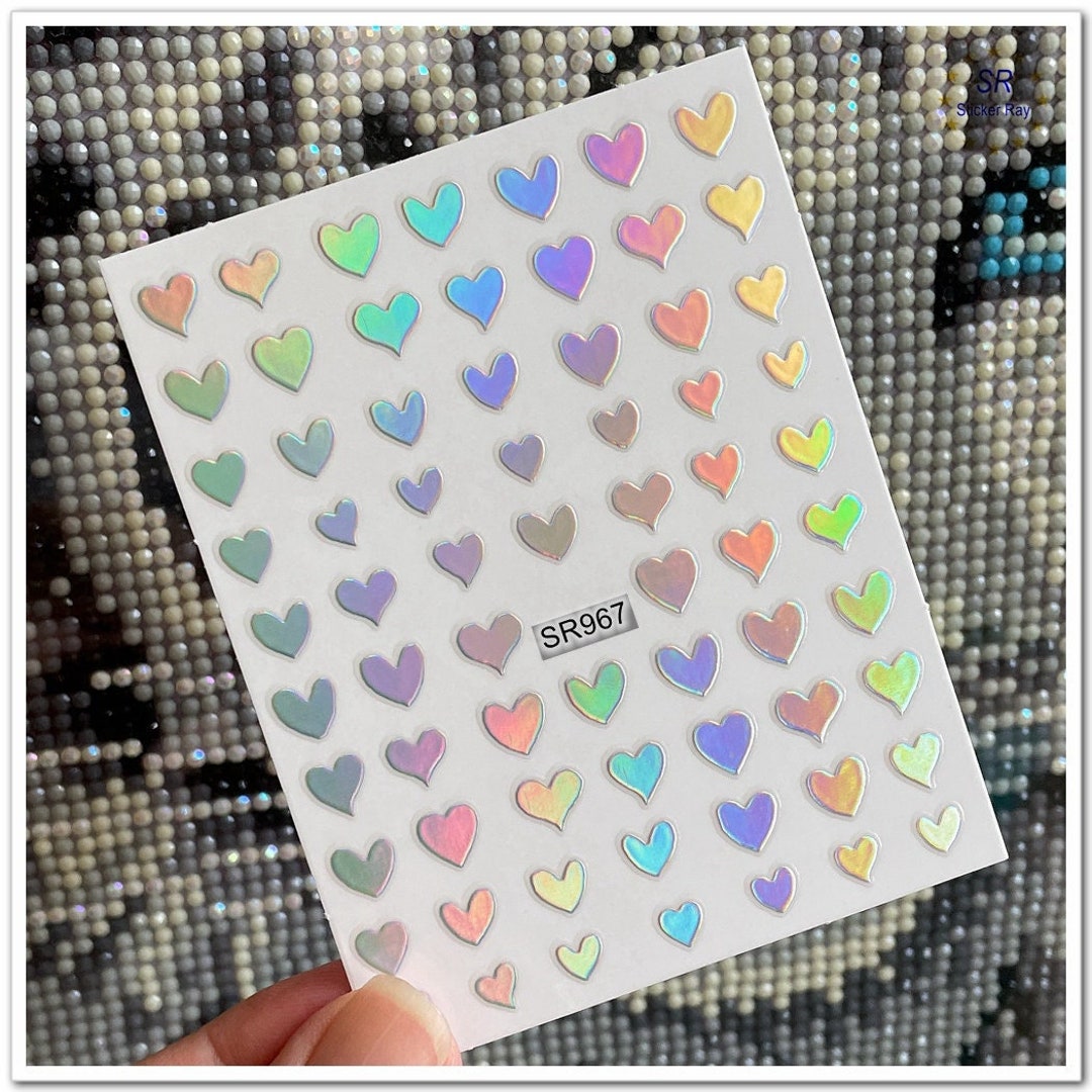 Aurora Heart Stars Nail Stickers Solid Hollow Stars Heart Self-adhesive ...