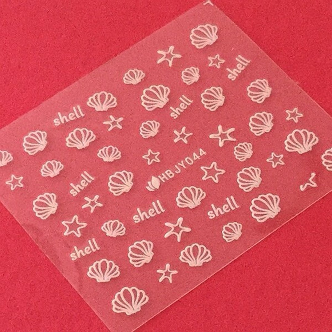 Shell Nail Art Stickers Decals Sea Star Ocean Seashell Gold Silver ...