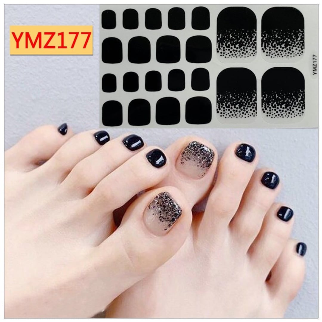 Black Dominos Dots Solid Skittles Toe Nail Toenail Wraps Stickers Full ...
