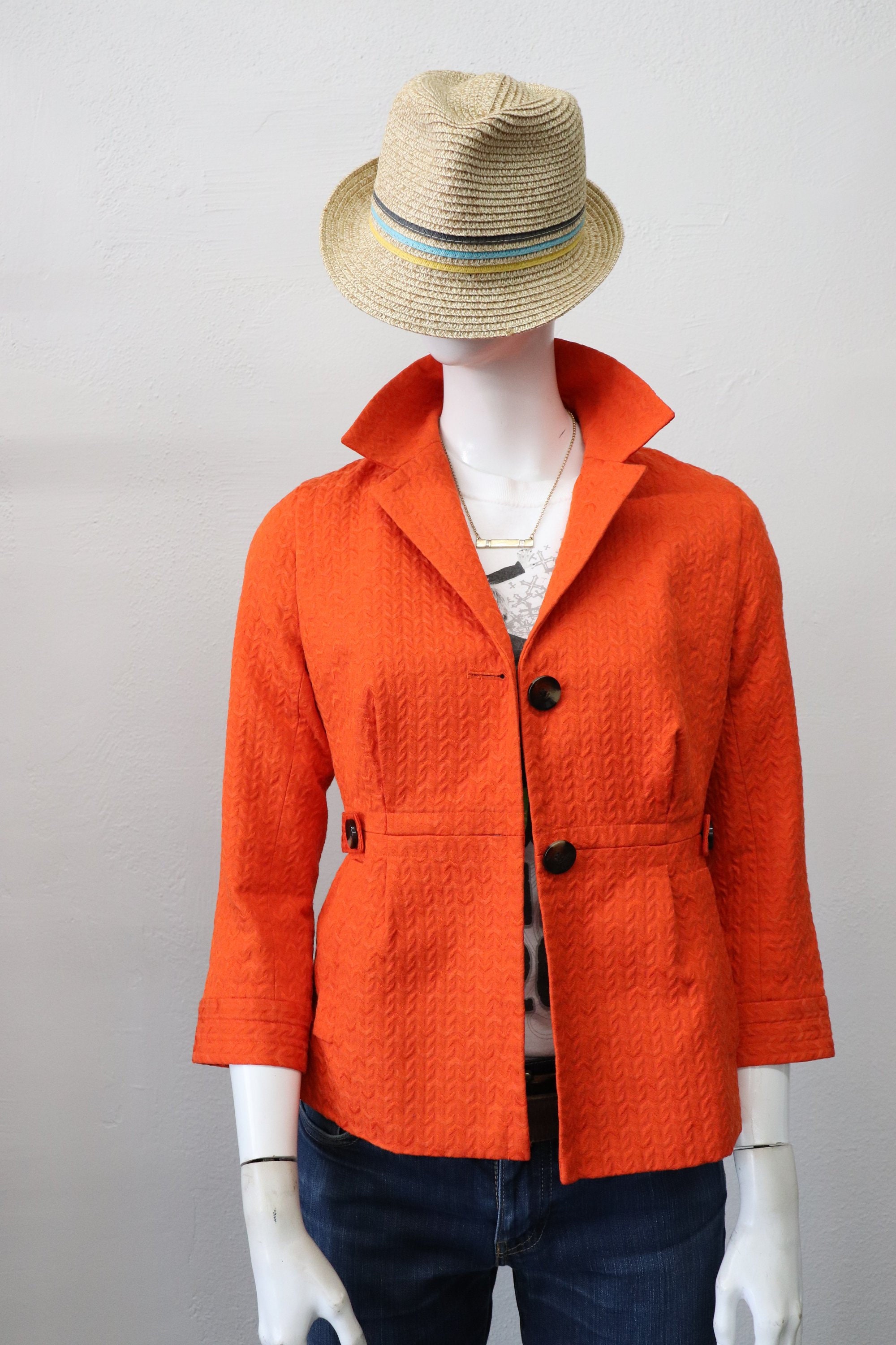 Vintage Orange Short Textured Jacket - Etsy