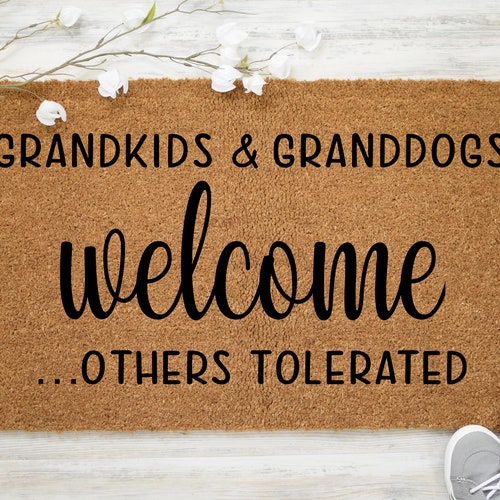 Grandkids Welcome Parents Tolerated Door Mat - Etsy