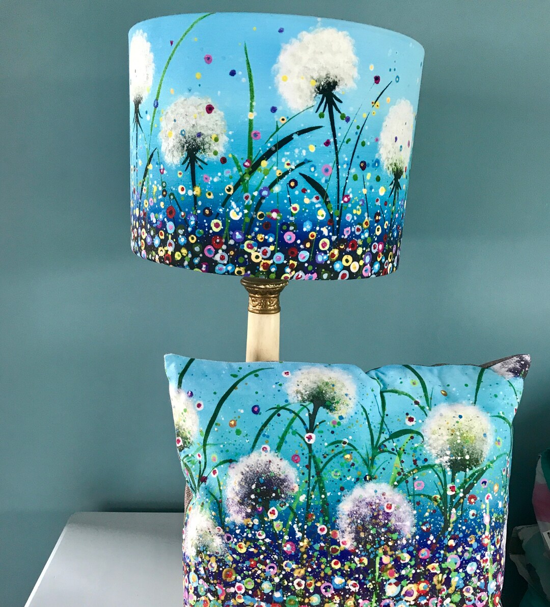 Artist Handmade Dandelions Drum Lampshade - Etsy UK