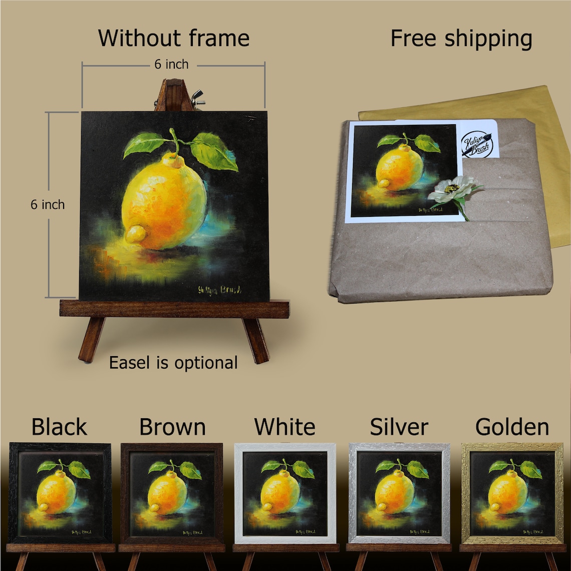 Lemon Still Life Oil Painting, Hand-painted Citrus Painting, Lemon ...